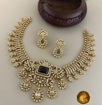Premium quality peacock design purple with white stone neck set NS15