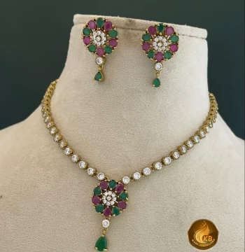 Premium quality floer design multi stone neck set NS18